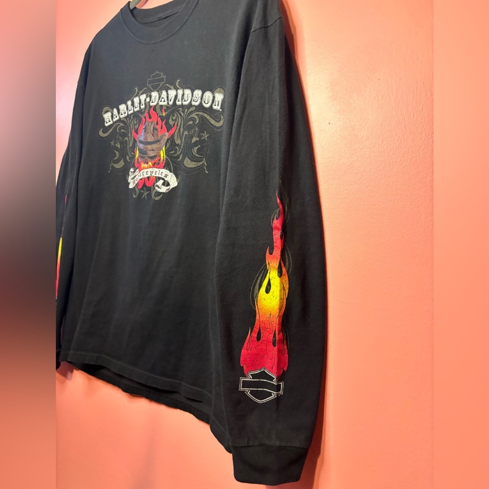 Harley Davidson Long Sleeve Flame T-Shirt - Gem
